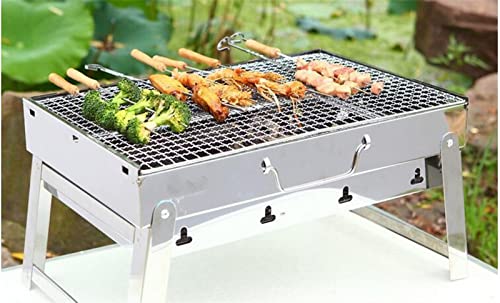 TAMYID Charcoal Grills, Stainless Steel BBQ Grills Home Outdoor Barbecue Portable Thick Folding Wild Charcoal Barbecue Tool Set