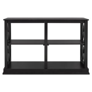 nupczxg elegant console table with 3-tier open shelves and x legs,entryway table sofa table for hallways, foyers, and living rooms(black)