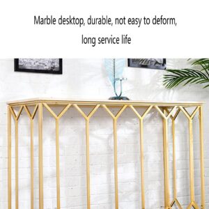 Coffee Table Wrought Iron Console Table, 80cm Marble Narrow Table Foyer Table, Living Room Sofa Table, Decorative Table