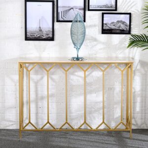 Coffee Table Wrought Iron Console Table, 80cm Marble Narrow Table Foyer Table, Living Room Sofa Table, Decorative Table