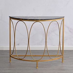 Coffee Table Wrought Iron Console Table by The Wall Table Golden Semicircular Storage Table Foyer Cabinet 31.4×11.8×31.4 Inches