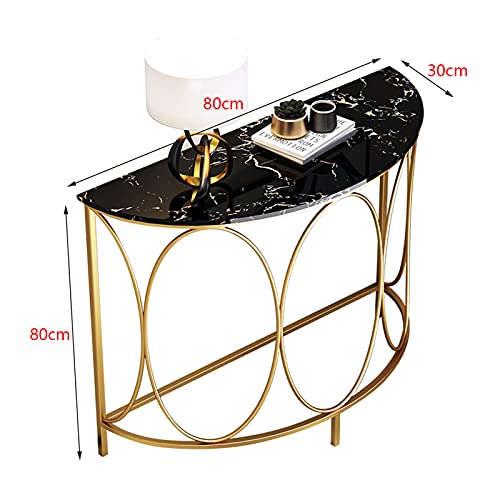 Coffee Table Wrought Iron Console Table by The Wall Table Golden Semicircular Storage Table Foyer Cabinet 31.4×11.8×31.4 Inches