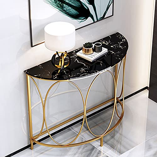 Coffee Table Wrought Iron Console Table by The Wall Table Golden Semicircular Storage Table Foyer Cabinet 31.4×11.8×31.4 Inches