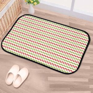 bath mat area rugs non-slip simple zag zag striped multicolor water absorbent coral velvet carpet machine washable 23.6x15.7 inch