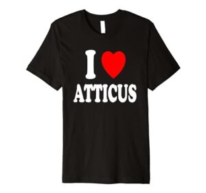 i heart (love) atticus cute matching couple spouse married premium t-shirt