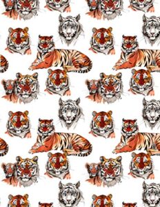 multipurpose notebook composition journal diary - tigers tigers tigers: colorful and white watercolor tigers on white background