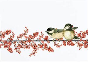 winterberry & chickadees deluxe boxed christmas/ holiday/ greeting cards