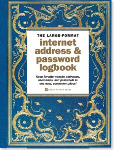 celestial large-format internet address & password logbook (removable cover band for security)