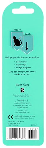 Black Cats i-clips Magnetic Page Markers (Set of 8 Magnetic Bookmarks)