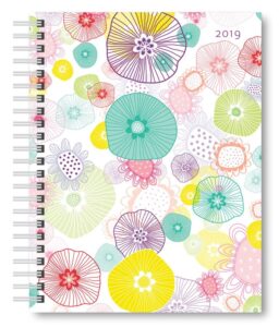 vintage blooms 2019 6 x 7.75 inch weekly desk planner, flower art artwork design