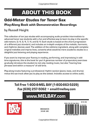 Odd-Meter Etudes for Tenor Sax: Play-Along Book with Demonstration Recordings