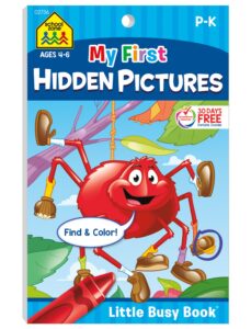 school zone - my first hidden pictures workbook - ages 4 to 6, preschool to kindergarten, activity pad, search & find, picture puzzles, coloring, and more (school zone little busy book™ series)