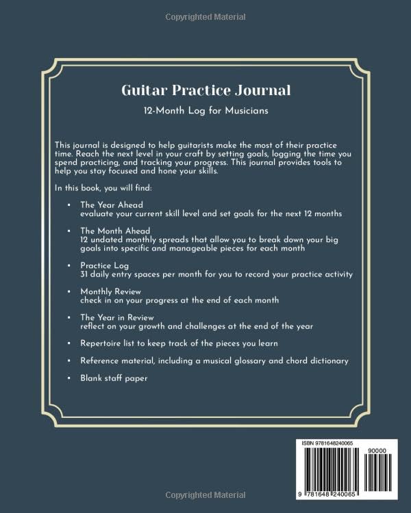 Guitar Practice Journal: 12 Month Log for Musicians (Electric Guitar Version) (Music Practice Journals)