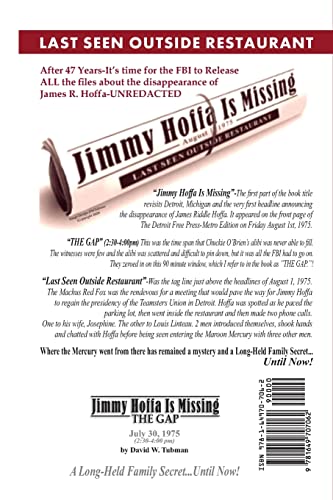 Jimmy Hoffa Is Missing-The Gap: Long-Held Family Secret-Until Now!