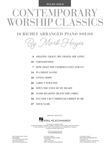 Contemporary Worship Classics: 10 Richly-Arranged Piano Solos by Mark Hayes