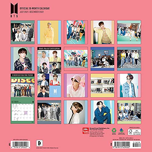 BTS OFFICIAL 2022 12 x 12 Inch 18 Months Monthly Square Wall Calendar with Foil Stamped Cover, Music Pop Singer Songwriter Celebrity