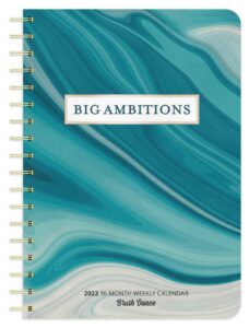 big ambitions 2022 6.9 x 9.8 inch weekly karma planner by brush dance | thicker and bigger than average planner | artwork motivation inspiration