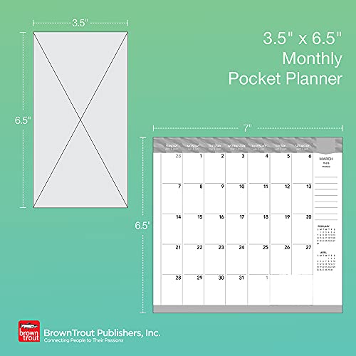 Vintage Blooms Fleurs Classiques 2022 3.5 x 6.5 Inch Two Year Monthly Pocket Planner, Flower Artwork Design