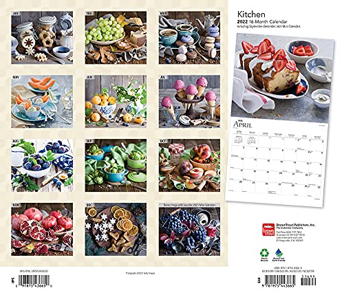 Kitchen 2022 14 x 12 Inch Monthly Deluxe Wall Calendar with Foil Stamped Cover, Cooking Home