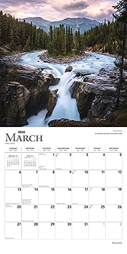 Waterfalls 2022 12 x 12 Inch Monthly Square Wall Calendar with Foil Stamped Cover, Nature Rivers Lakes