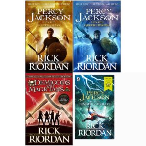 rick riordan collection 4 books set (percy jackson and the greek gods, percy jackson and the greek heroes, demigods & magicians, percy jackson and the singer of apollo)