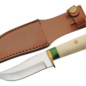 Green Mosaic Camel Bone 8.25" Stainless Steel Hunting Knife