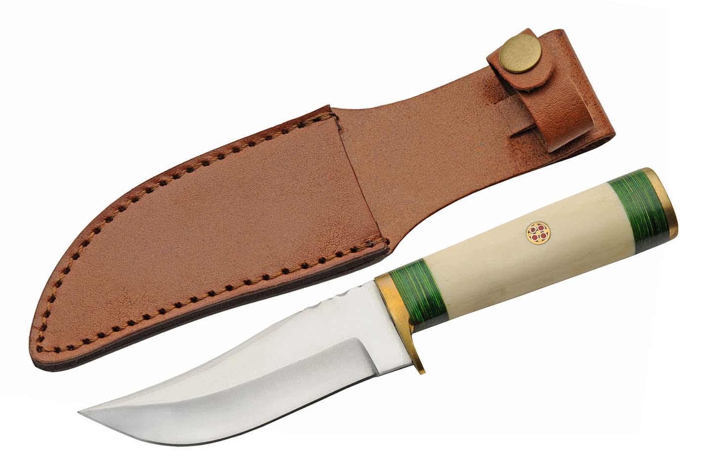 Green Mosaic Camel Bone 8.25" Stainless Steel Hunting Knife