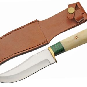 Green Mosaic Camel Bone 10.25" Stainless Steel Hunting Knife