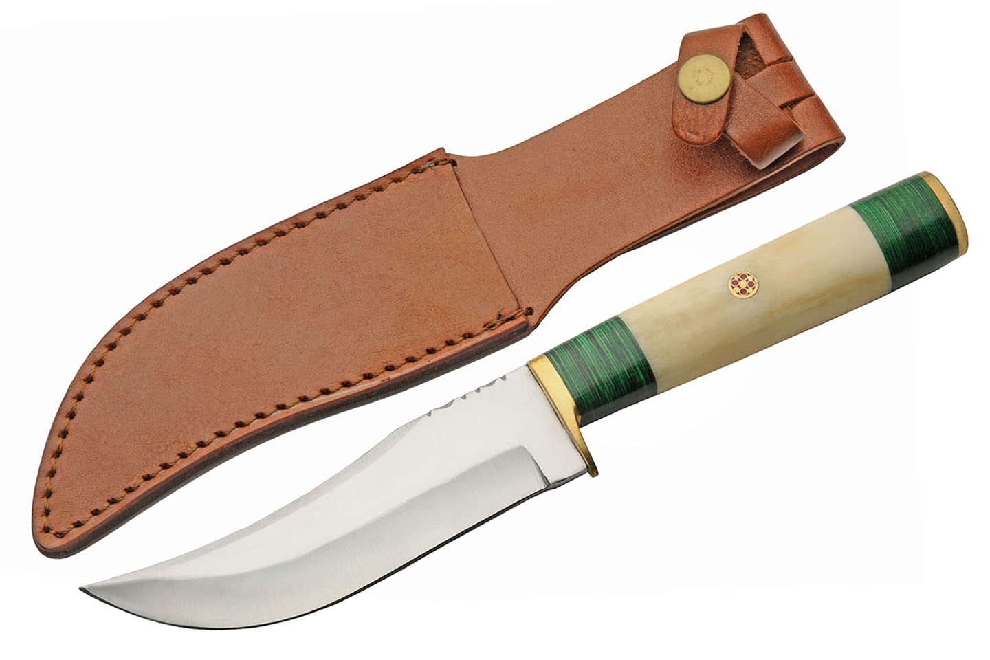 Green Mosaic Camel Bone 10.25" Stainless Steel Hunting Knife