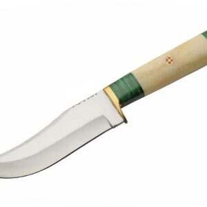 Green Mosaic Camel Bone 10.25" Stainless Steel Hunting Knife