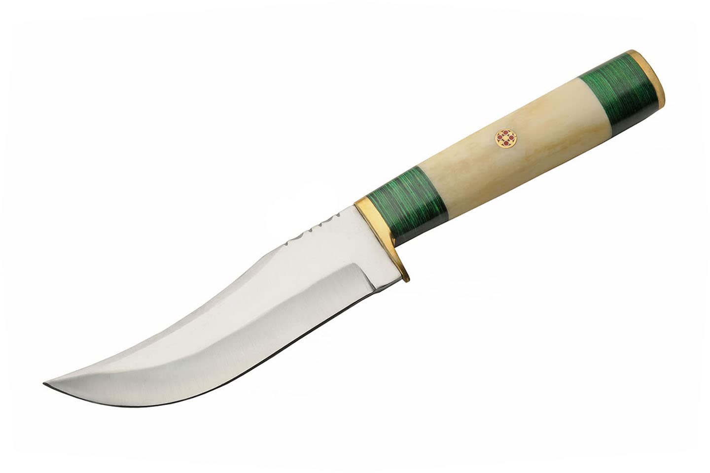 Green Mosaic Camel Bone 10.25" Stainless Steel Hunting Knife