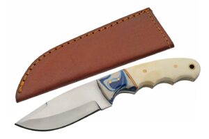 seaside bone handle 8″ stainless steel hunting knife | blue/white resin spacer