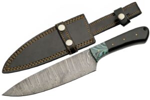 damascus steel horn & resin handle 12.50" hunting knife