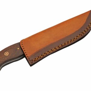 Mosaic Damascus Steel Blade | Wooden Handle 7.5" Hunting Knife