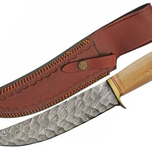 Bare Sycamore Damascus Steel Blade | Wood Handle 12.50 inch Hunting Knife