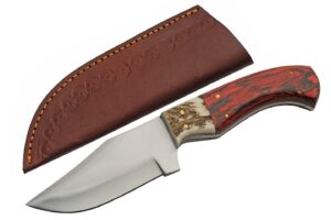 redtail stainless steel blade wood handle stag bolster 9 inch hunting knife