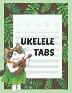 ukelele tabs: large blank uke tablature composition notebook for music teachers, students, and composers - hawaiian cat