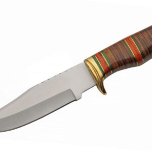 Winter Cabin Stainless Steel Blade Leather Stacked Handle 11 inch Hunting Knife