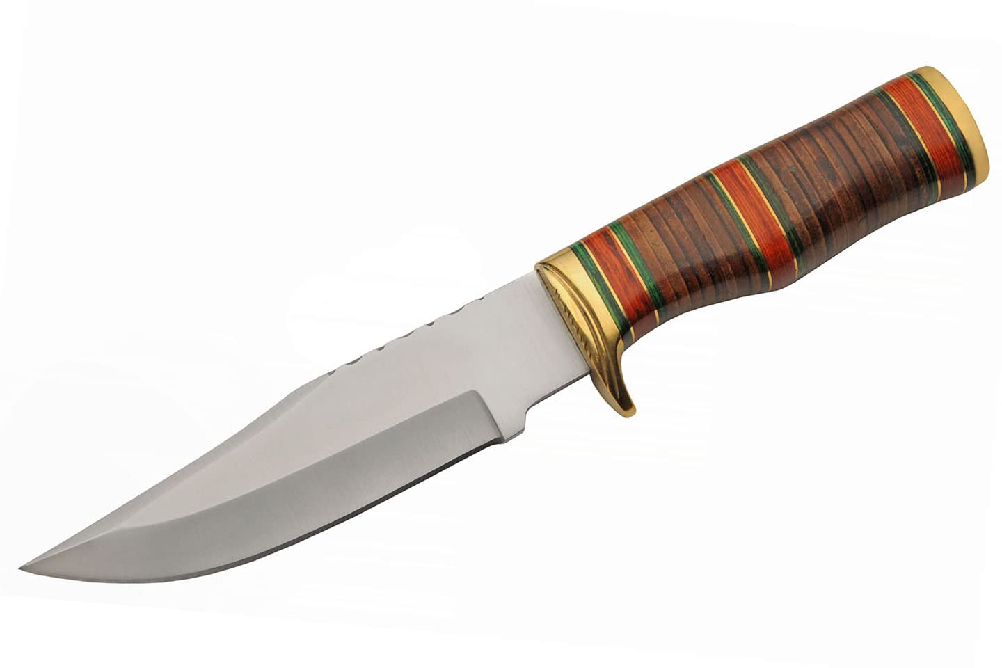 Winter Cabin Stainless Steel Blade Leather Stacked Handle 11 inch Hunting Knife