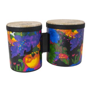 remo kd-5400-01 kids percussion bongo drum - fabric rain forest, 5"-6"