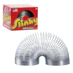 the original slinky walking spring toy, 2.75-inch diameter metal slinky, fidget toys, kids toys for ages 5 up by just play