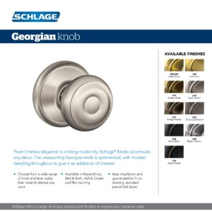 Schlage F40 V GEO 609 Georgian Door Knob, Bed & Bath Privacy Lock, Antique Brass