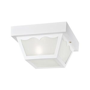 westinghouse 6697500 traditional one-light outdoor flush-mount fixture, white finish on polypropylene, frosted glass panels