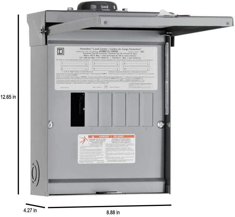 Square D - HOM612L100RBCP Homeline 100 Amp 6-Space 12-Circuit Outdoor Main Lugs Load Center