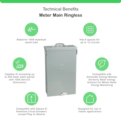 Square D - HOM612L100RBCP Homeline 100 Amp 6-Space 12-Circuit Outdoor Main Lugs Load Center