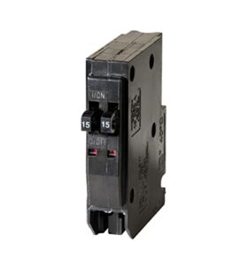 square d by schneider electric qot1515cp 15a/15a tandem circuit breaker, 2 x 15 amp, black