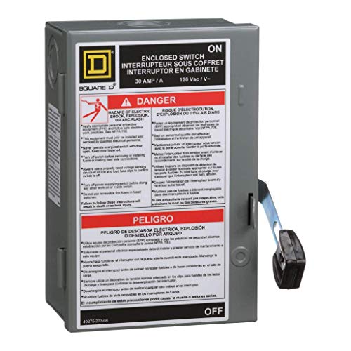 Square D - L111N 30 Amp 120/240-Volt Single-Pole Indoor Light Duty Fusible Safety Switch with Neutral, L111N