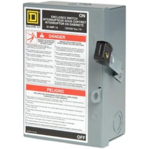 Square D - L211N 30 Amp 120/240-Volt Two-Pole Indoor Light Duty Fusible Safety Switch with Neutral,Gray