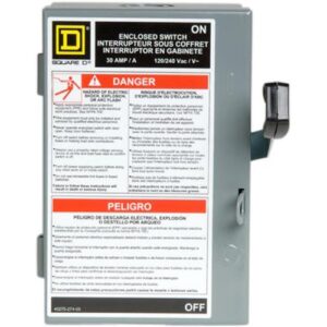 Square D - L211N 30 Amp 120/240-Volt Two-Pole Indoor Light Duty Fusible Safety Switch with Neutral,Gray