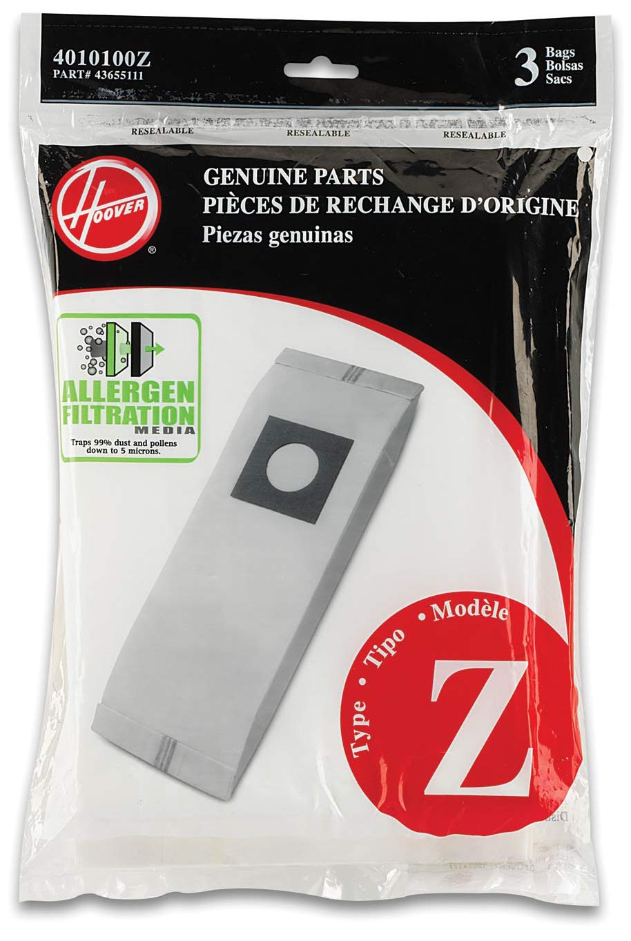 Hoover Microfiltration Vacuum Bags Type Z (4010100Z) 3 Pack